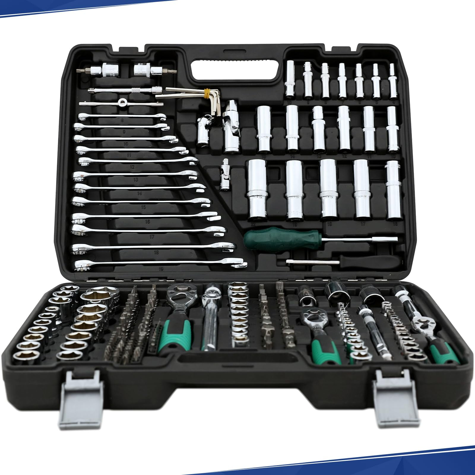 PENSUN 216 Piece Mechanic Tool Set, 1/4" 3/8" 1/2" Socket Wrench Sets ...
