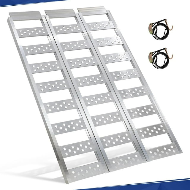 PENSUN Tri-Fold Ramps with Treads, Full Width Aluminum Loading Ramps ...