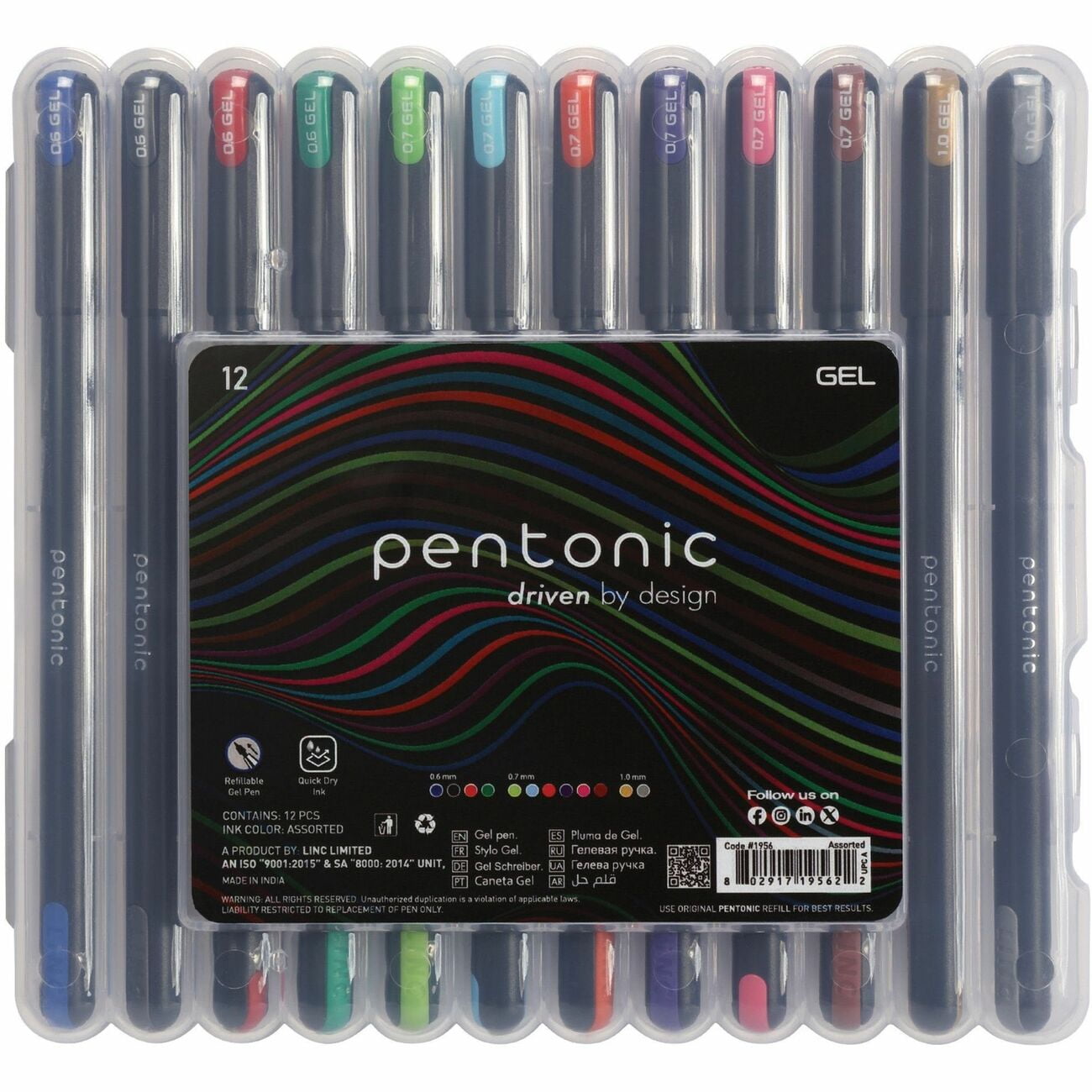 PENTONIC Gel Pen Assorted (12 Colors), 12/Plastic Container - Walmart.com