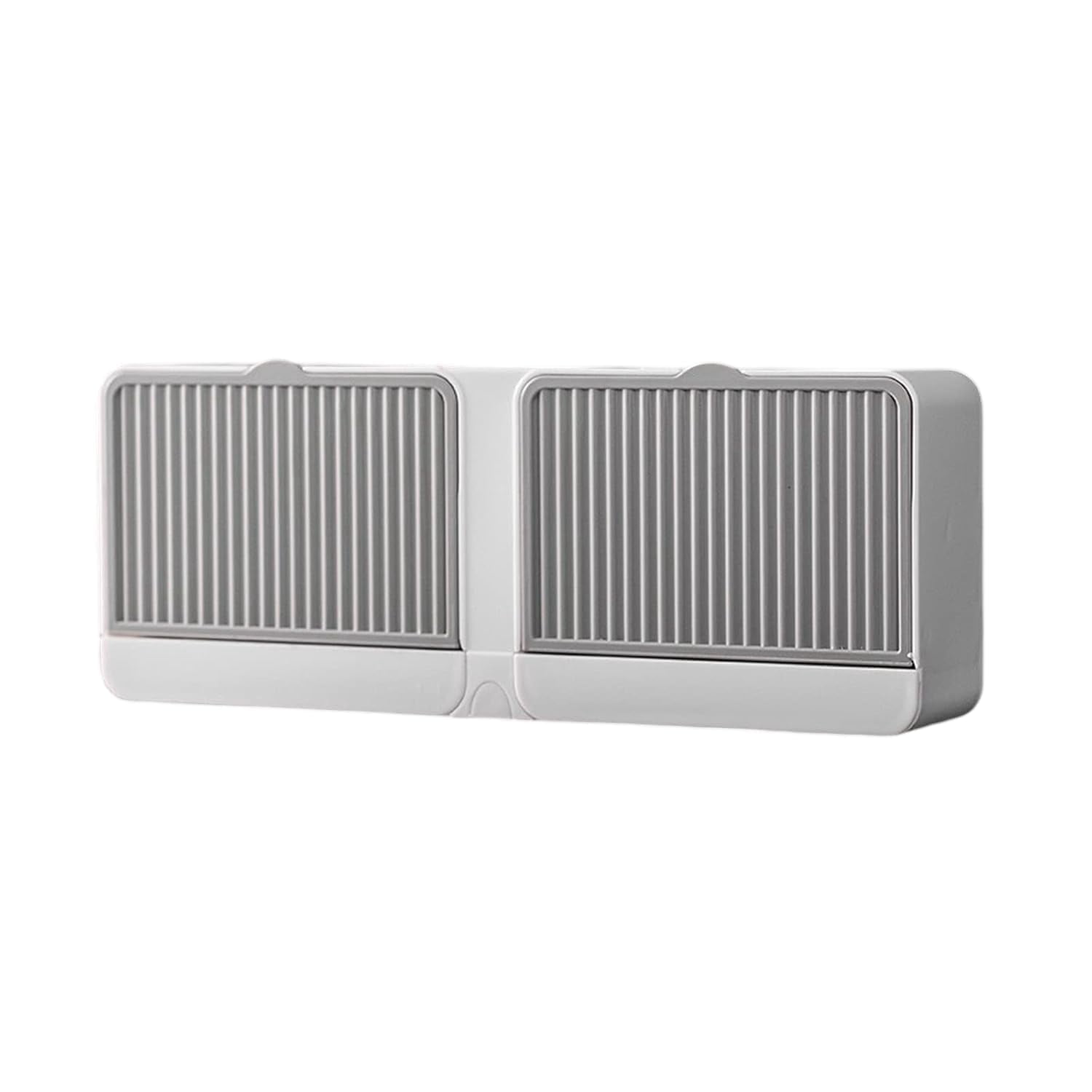 PENYSVR WallMounted Double Bar Soap Box with Lid Double Grids Drainage ...