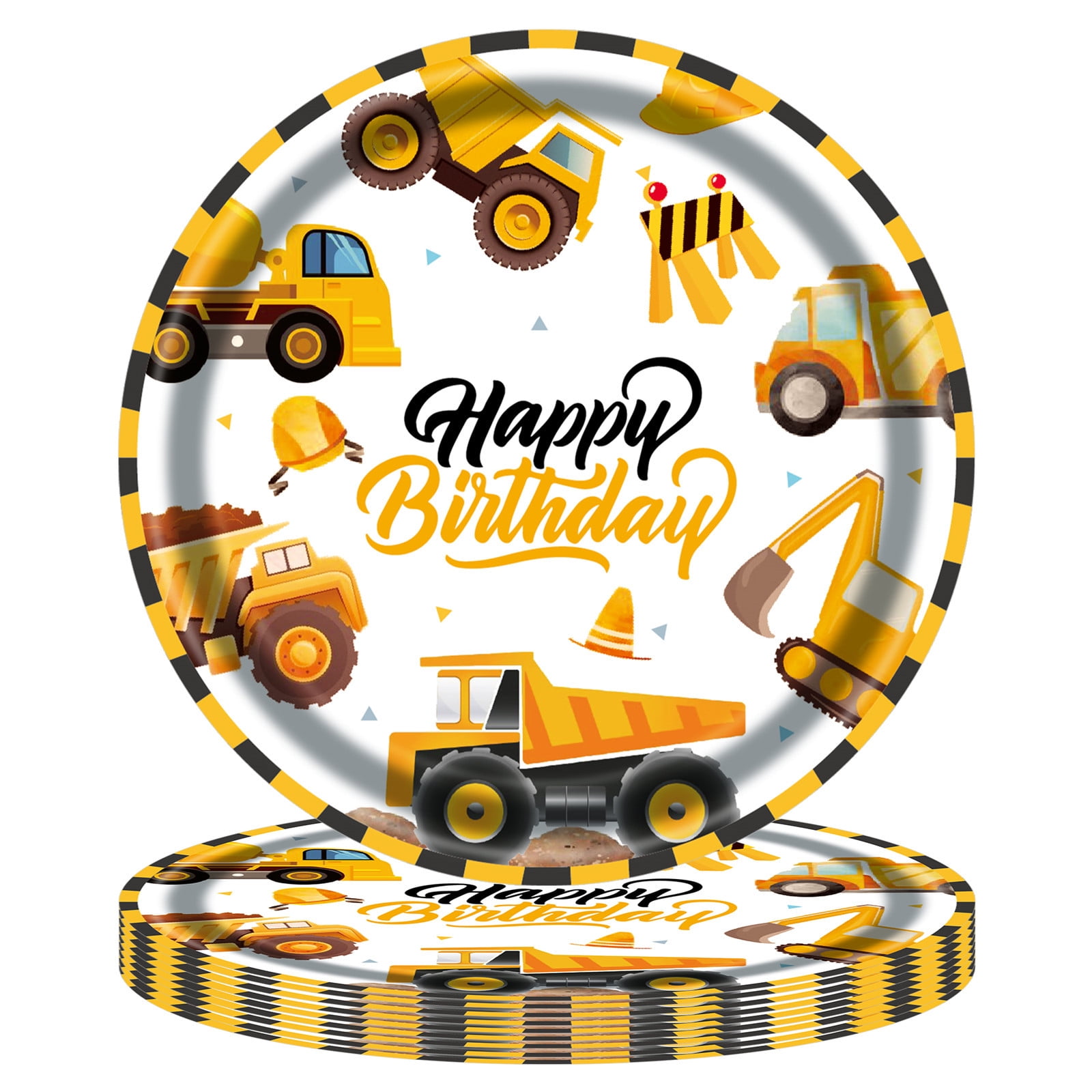 PEONAVET Disposable Paper Plate 24 Pcs Engineering Car Themed Tableware ...