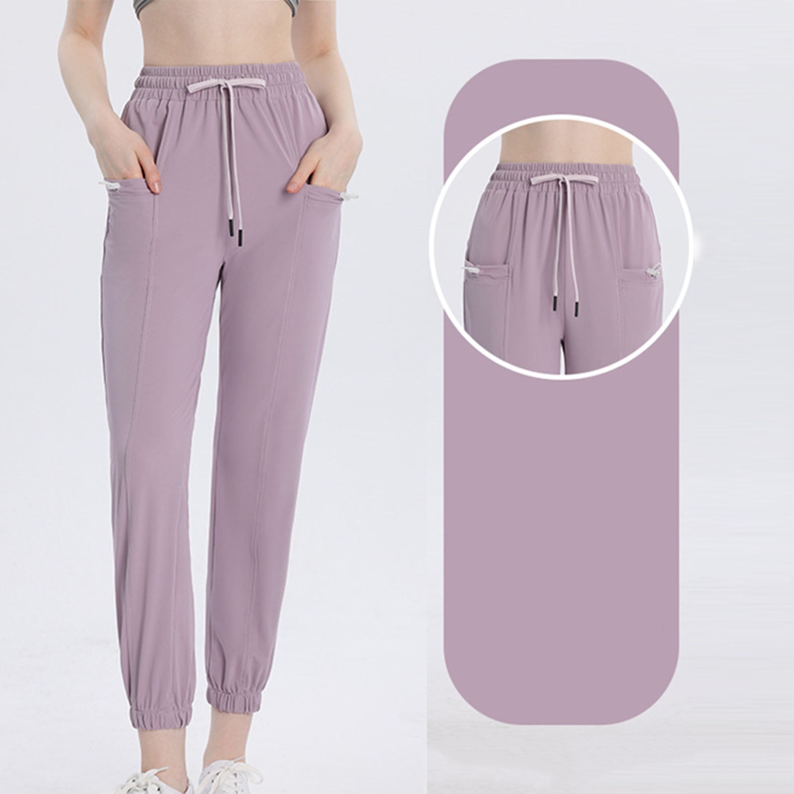 PEONAVET Purple Womens Yoga Pants Wide Leg Comfy Drawstring Loose ...