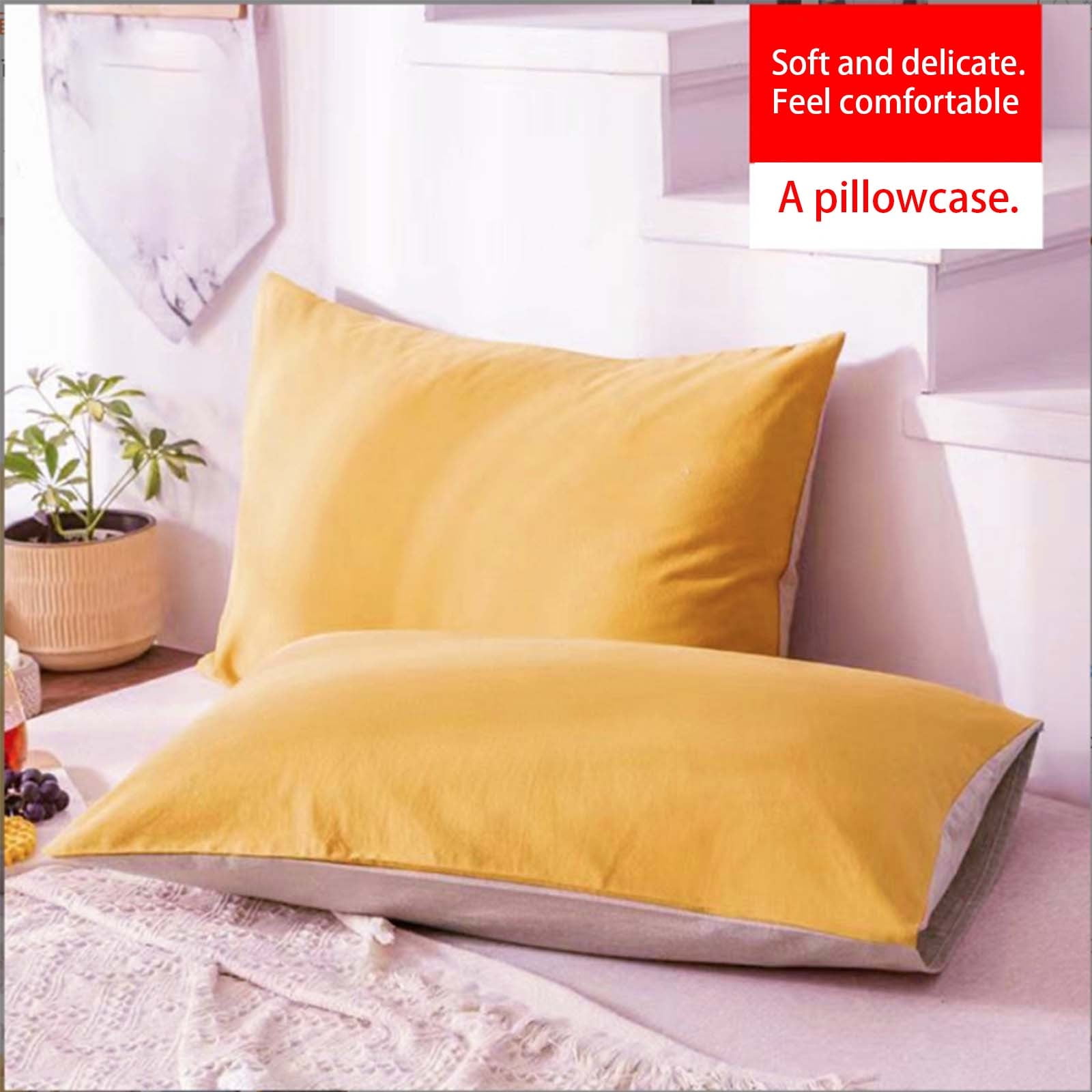 PEONAVET Queen Size Pillow Protectors with Zipper, 2 Pack Quilted Color ...