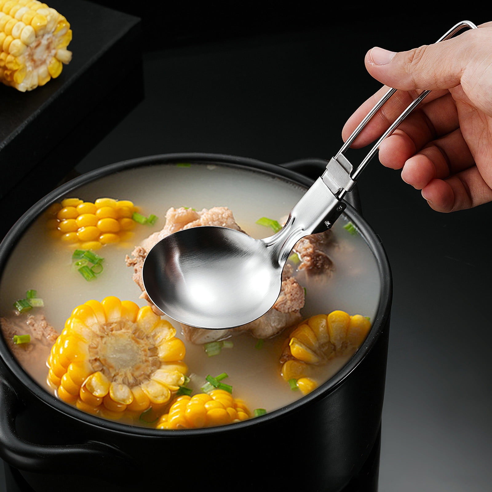 PEONAVET Stainless Steel Spoons Stainless Steel Camping Folding ...