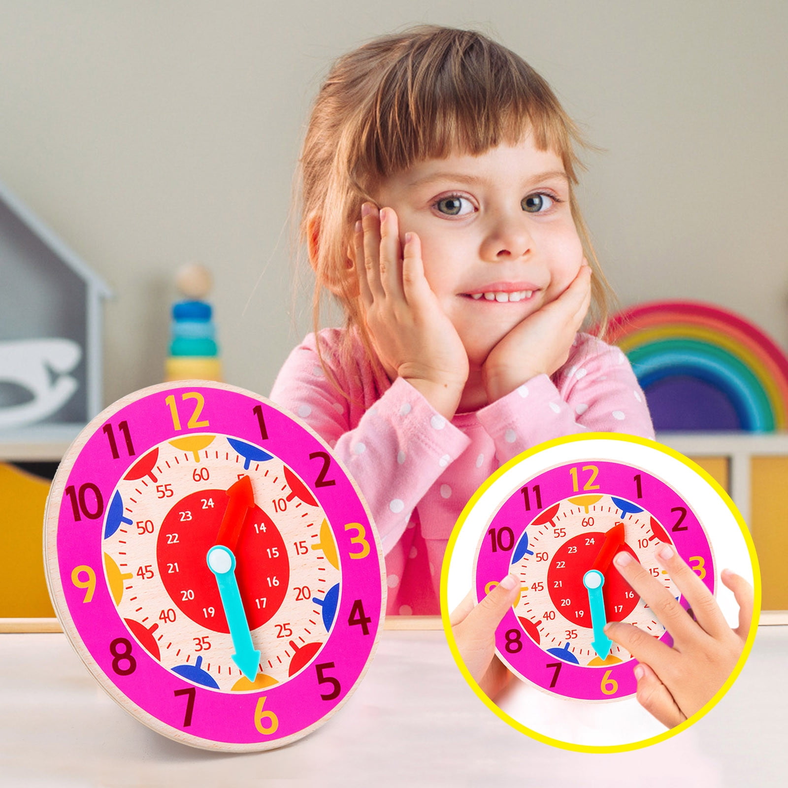 PEONAVET Toys Family Games Children's Wooden Watch Model Montessori ...