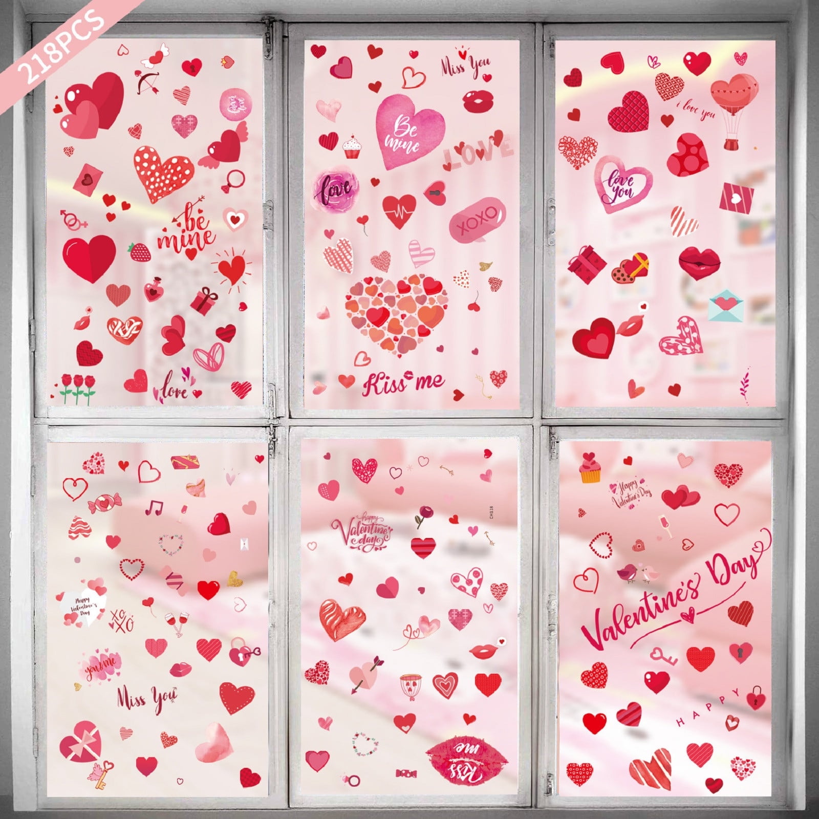 PEONAVET Valentine's Day Window Clings Decorations Valentines Day ...