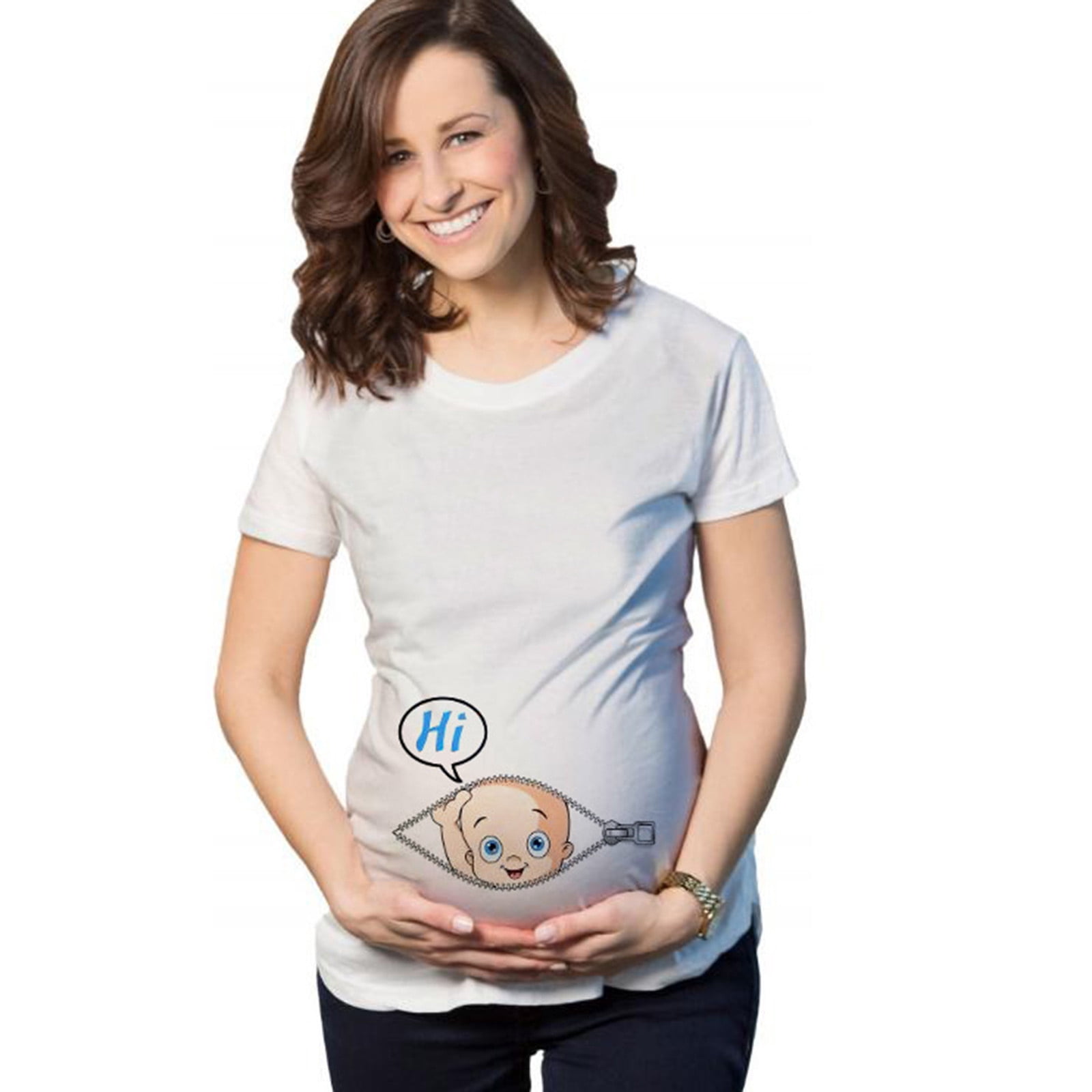 PEONAVET Womens Maternity Tshirt Classic Top Mama Pregnancy Clothes ...