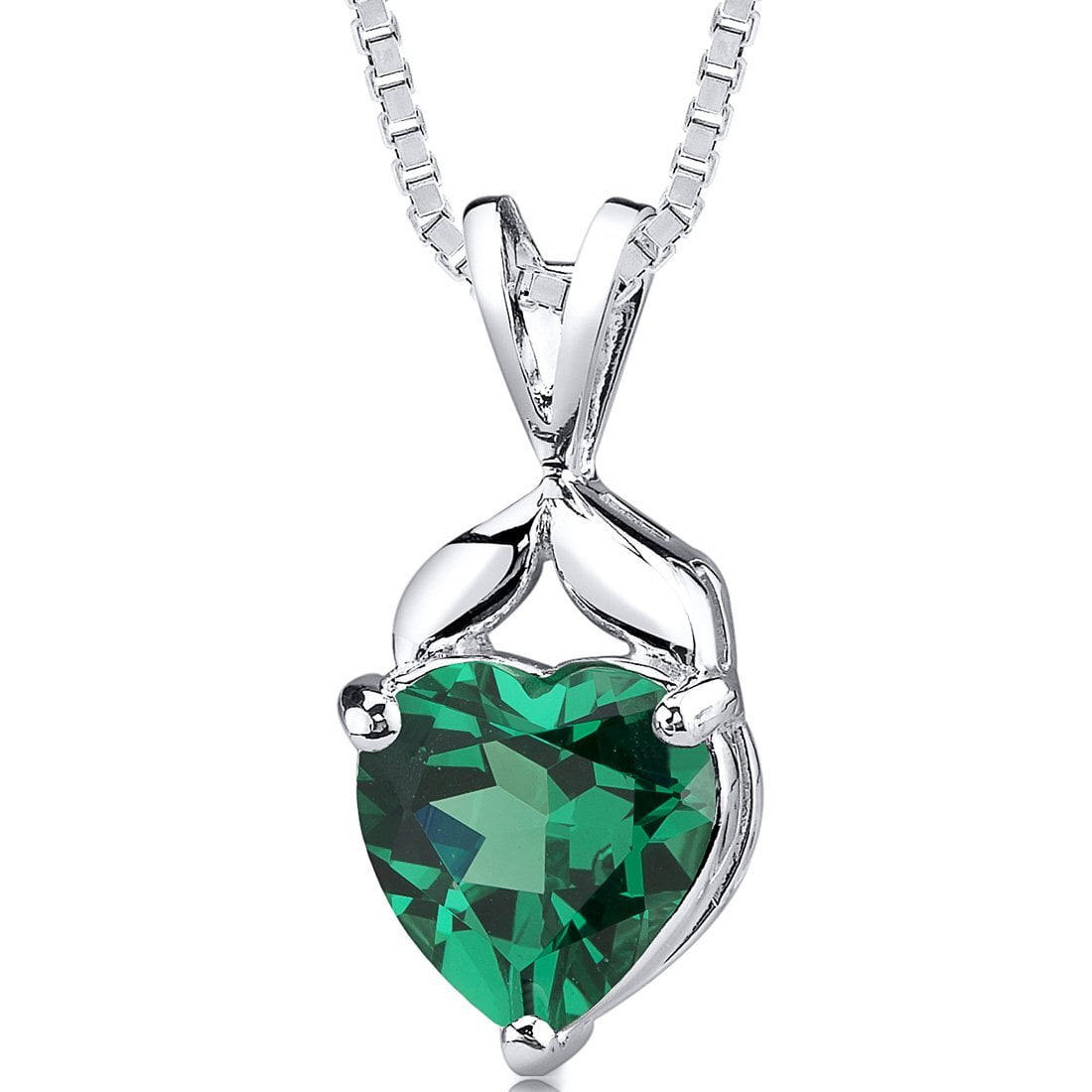 PEORA 925 Sterling Silver 3 Carats Simulated Emerald Pendant Necklace ...