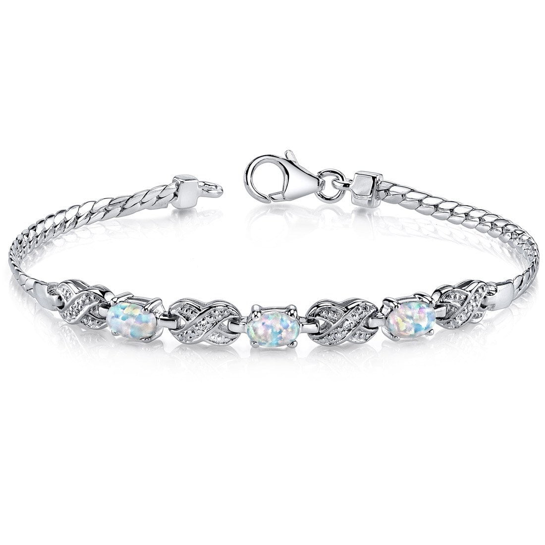 PEORA Created White Fire Opal Infinity Bracelet for Women 925 Sterling ...