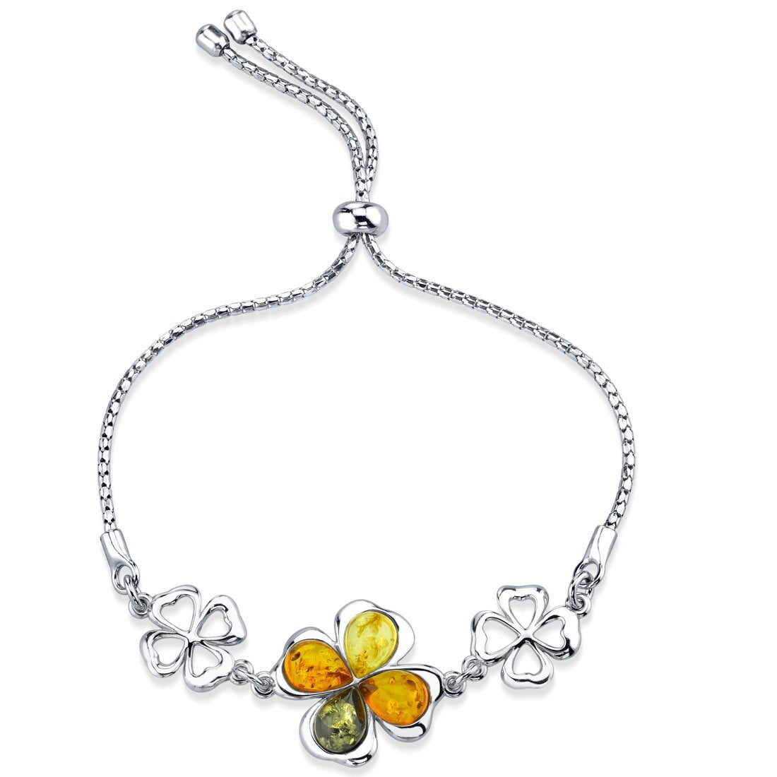 PEORA Genuine Baltic Amber Lucky 4-Leaf Clover Shamrock Bracelet for ...