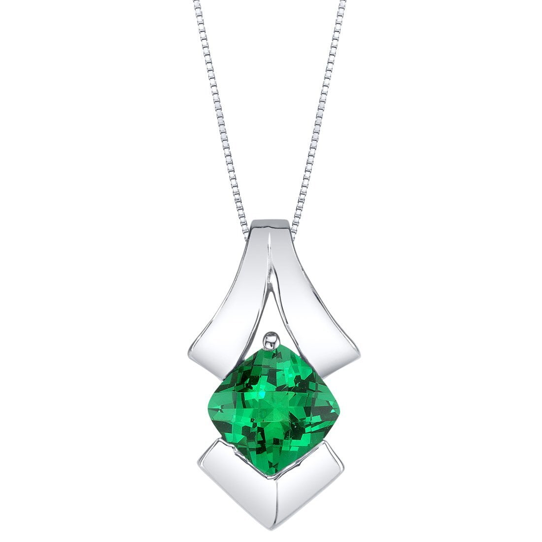 PEORA Simulated Emerald Pendant Necklace for Women Sterling Silver ...