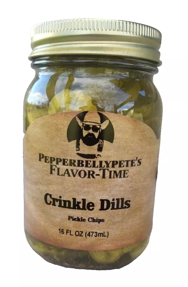 Pepper Belly Pete’s Crinkle Dills – 16 oz Jar of Dill Pickle Slices ...