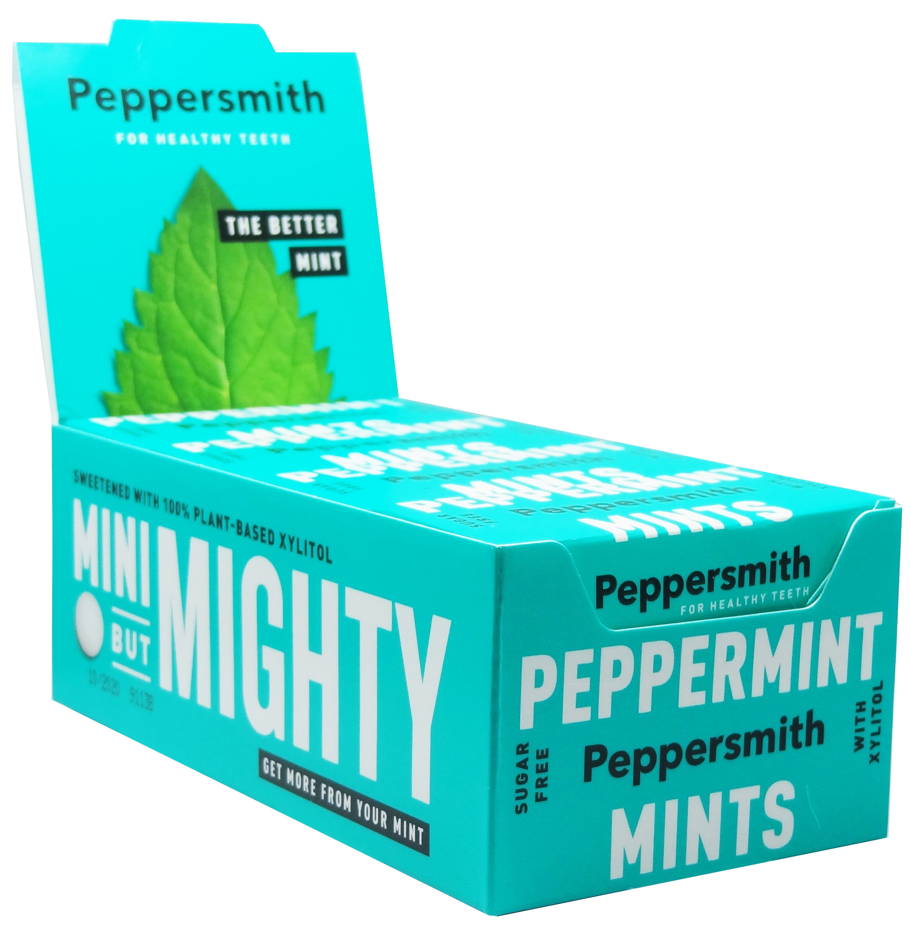 PEPPERSMITH ENGLISH PEPPERMINT XYLITOL MINTS - 12 X 15G POCKET PACKS ...