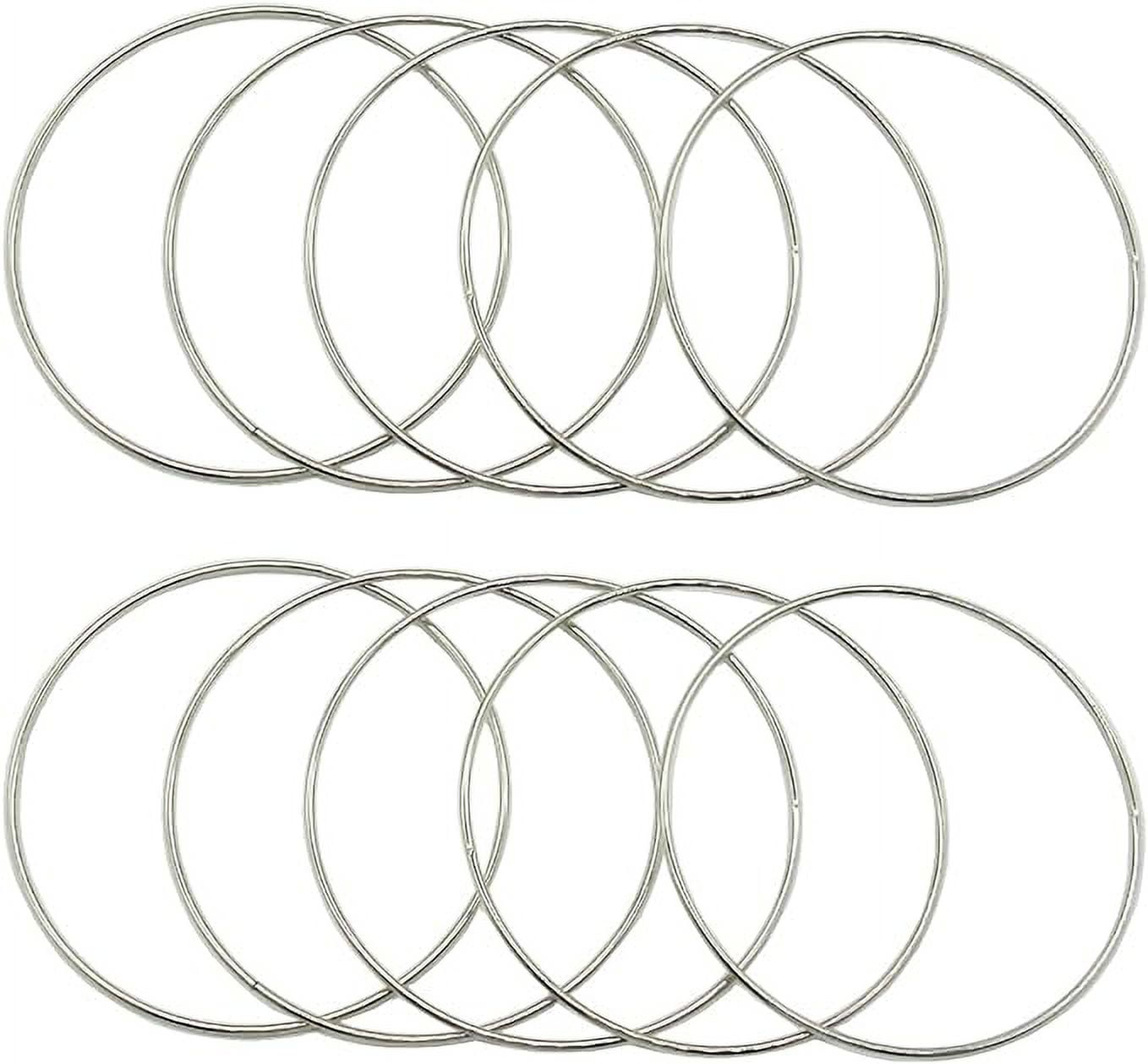 PEPRMROE 10 Pcs 4.5 Inch Silver Metal Rings Hoops Macrame Ring for ...