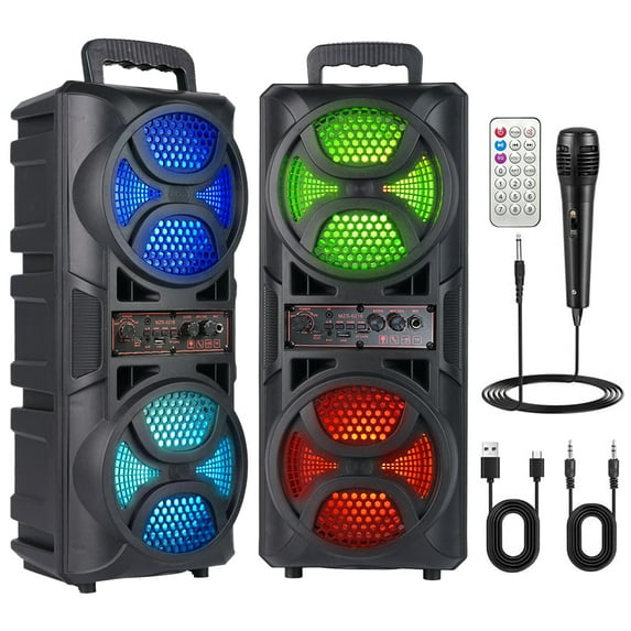 PEPWELL 2000W Peak Power Party Speaker - Dual 6.5" Sub Woofer ...