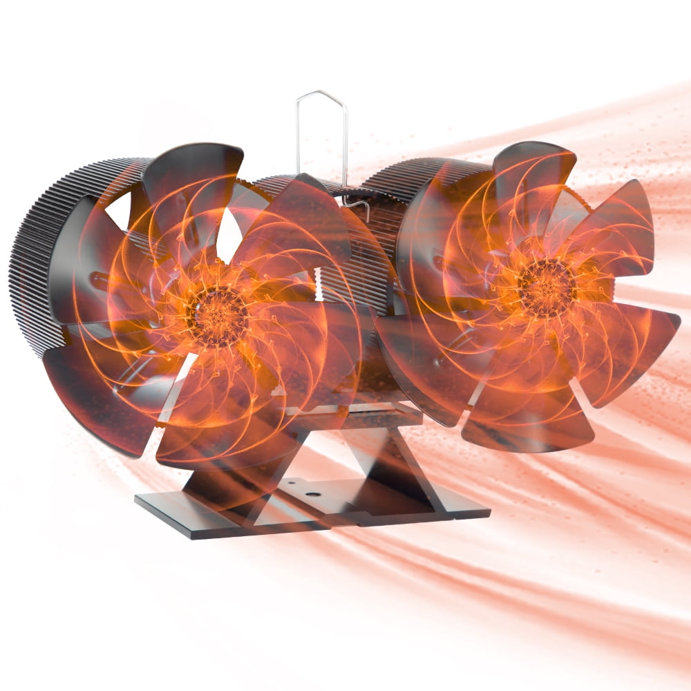PEPWELL Dual Motor Heat Powered Stove Fan, 12 Blades (2×6) Silent