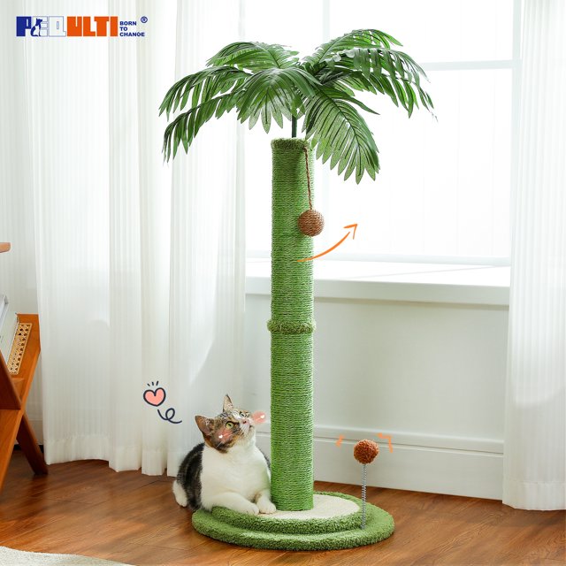 "PEQULTI 34"" Tall Cat Scratching Post, Coconut Palm Tree Design with ...