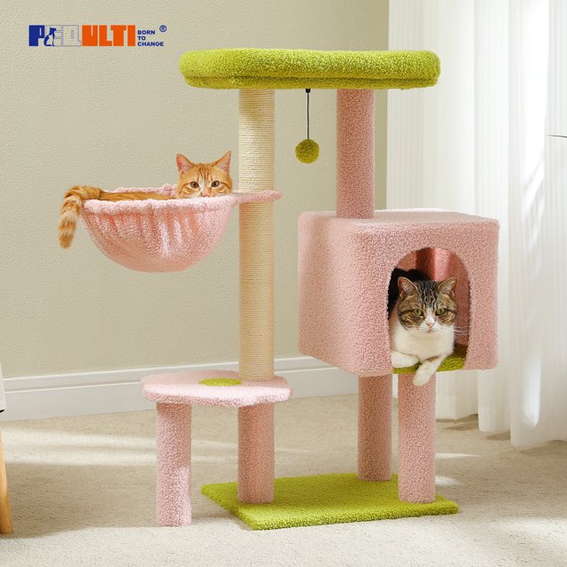 PEQULTI 35.4" Flower Cat Tree Cat Tower with Cozy Condo and Perch for ...