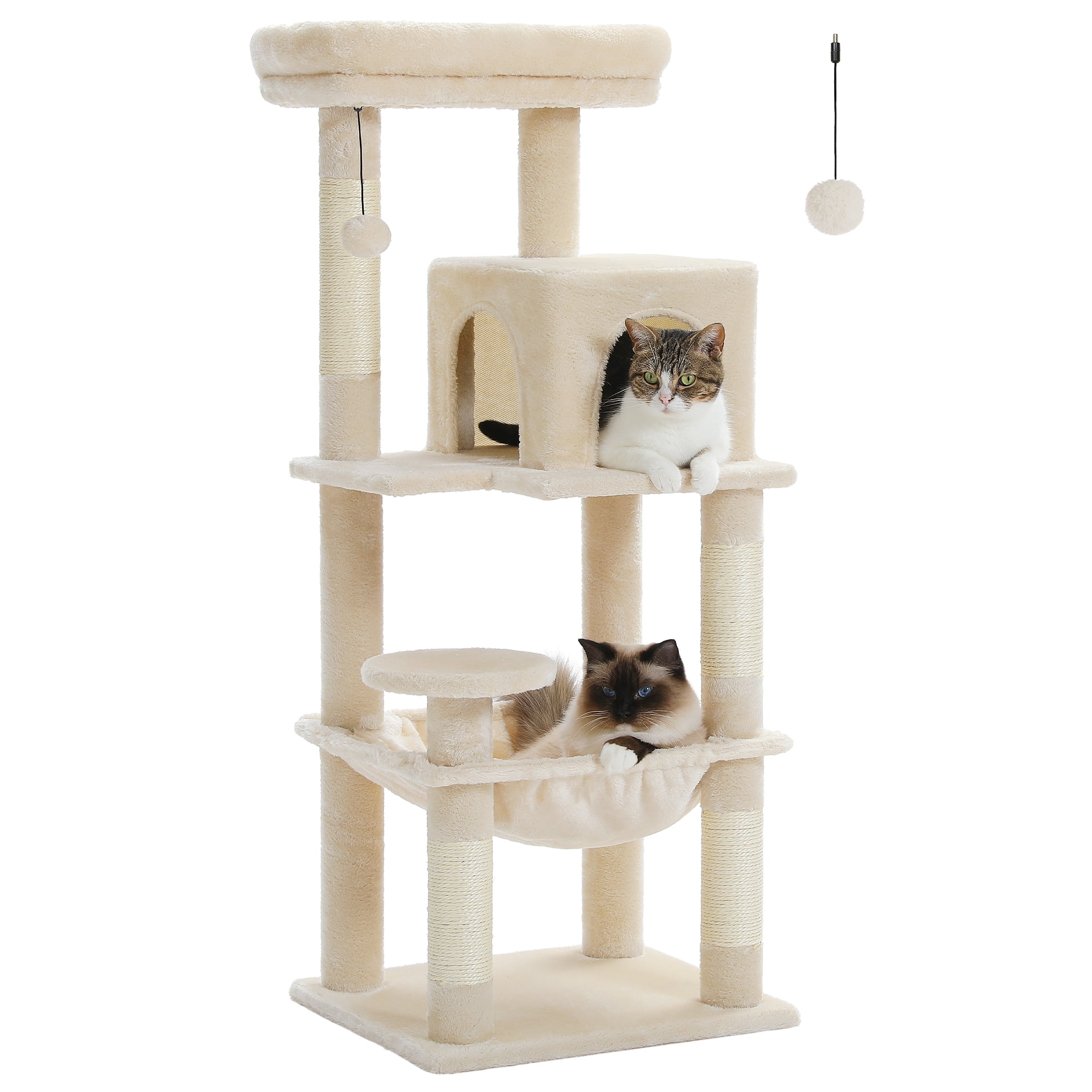 PEQULTI 45.7" Cat Tree Multilevel Cat Tower for Indoor Cats with Condo ...
