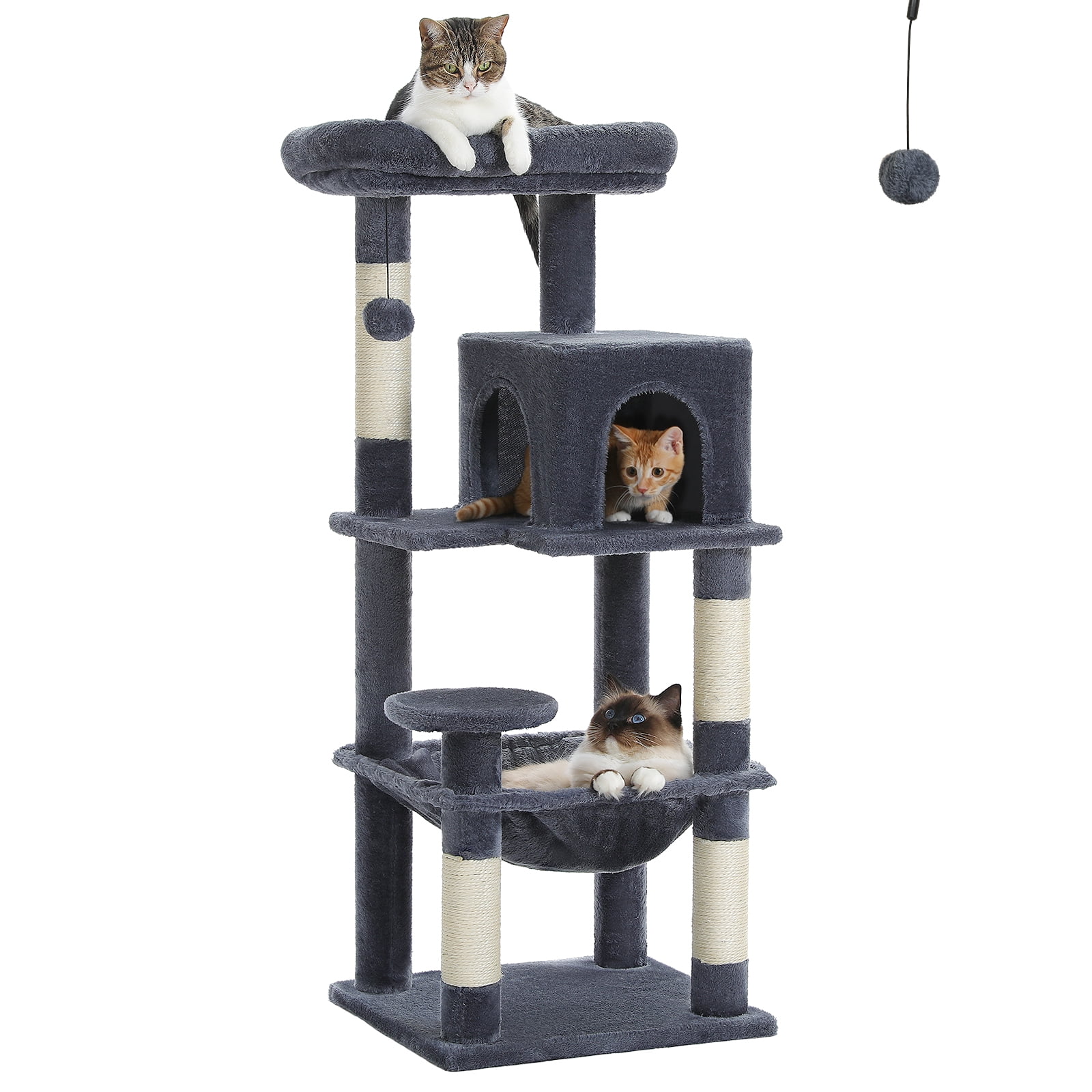 PEQULTI 45.7" Cat Tree Multilevel Cat Tower for Indoor Cats with Condo ...