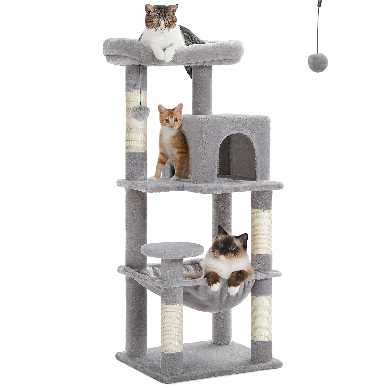 PEQULTI 45.7" Cat Tree Multilevel Cat Tower for Indoor Cats with Condo ...