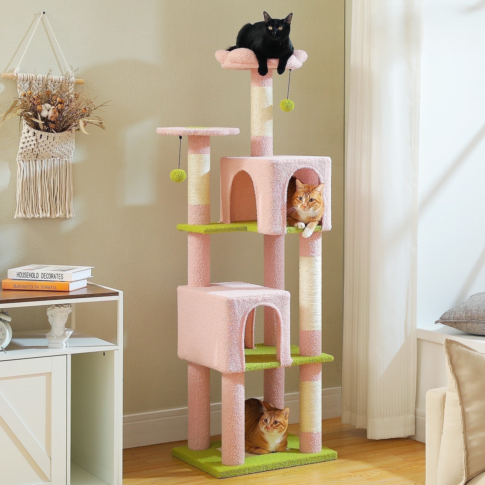 PEQULTI 62" Multi-Level Cat Tree Tower with Condo and 4 Scratching ...