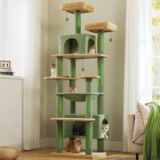 PEQULTI 81"Extra Large Cat Tree for Indoor Cat Tall Cat Tower with 7 ...