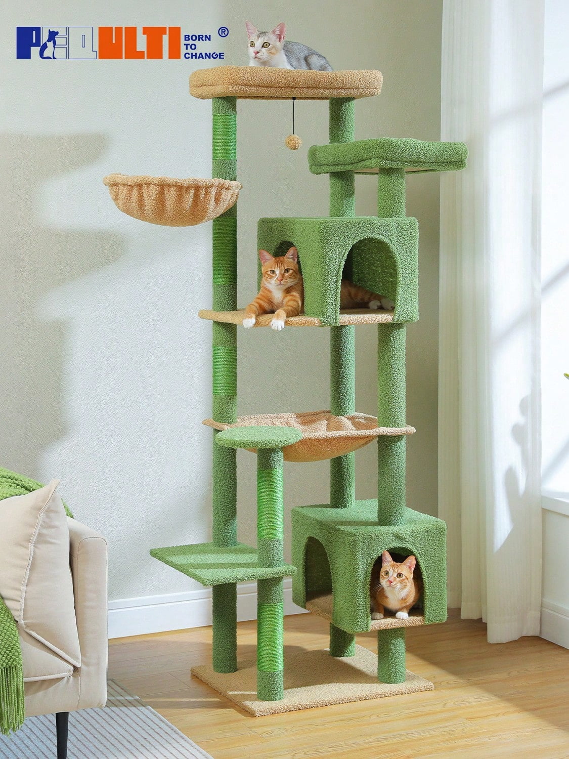 PEQULTI Halloween Large Cat Tree, 69-Inch Gothic Cat Tower For Indoor ...