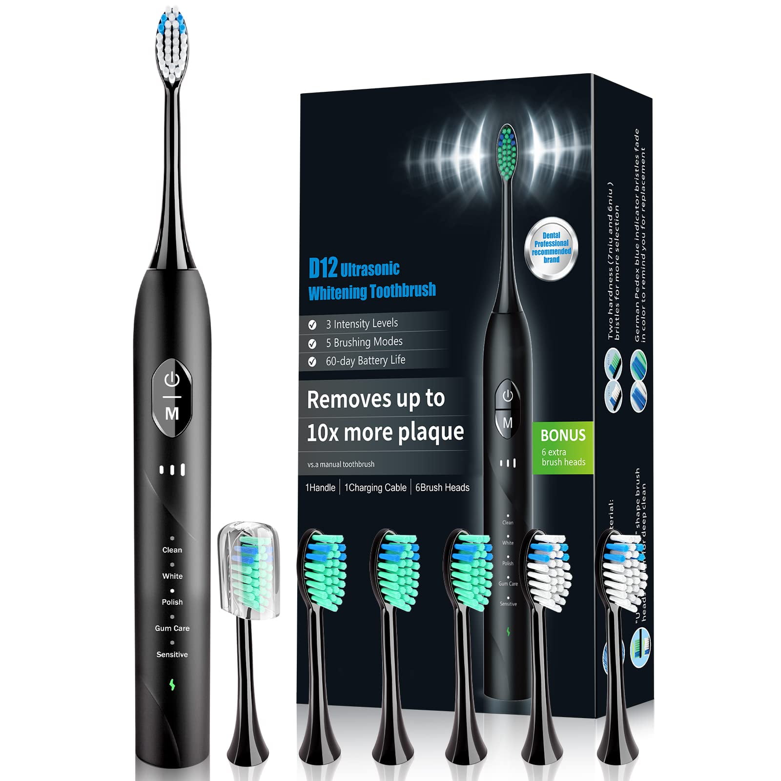 PERBOL Sonic Electric Toothbrush TSF6 for Adults, Rechargeable with ...