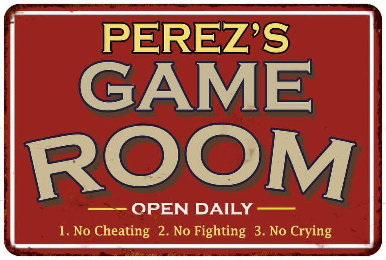 PEREZ'S Game Room Sign Vintage Look 16 x 24 Matte Finish Metal ...