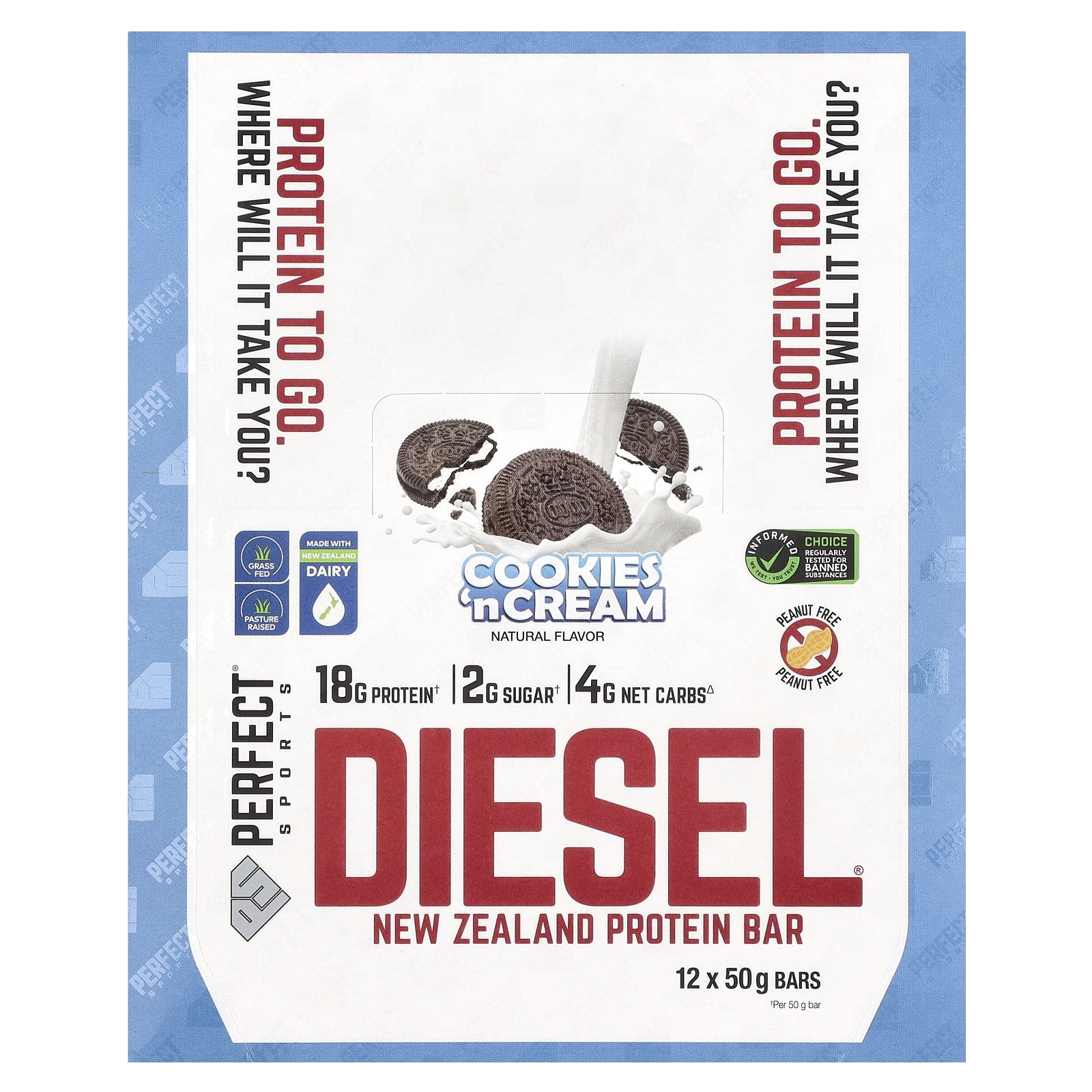 PERFECT Sports Diesel, New Zealand Protein Bar, Cookies'n Cream, 12 ...