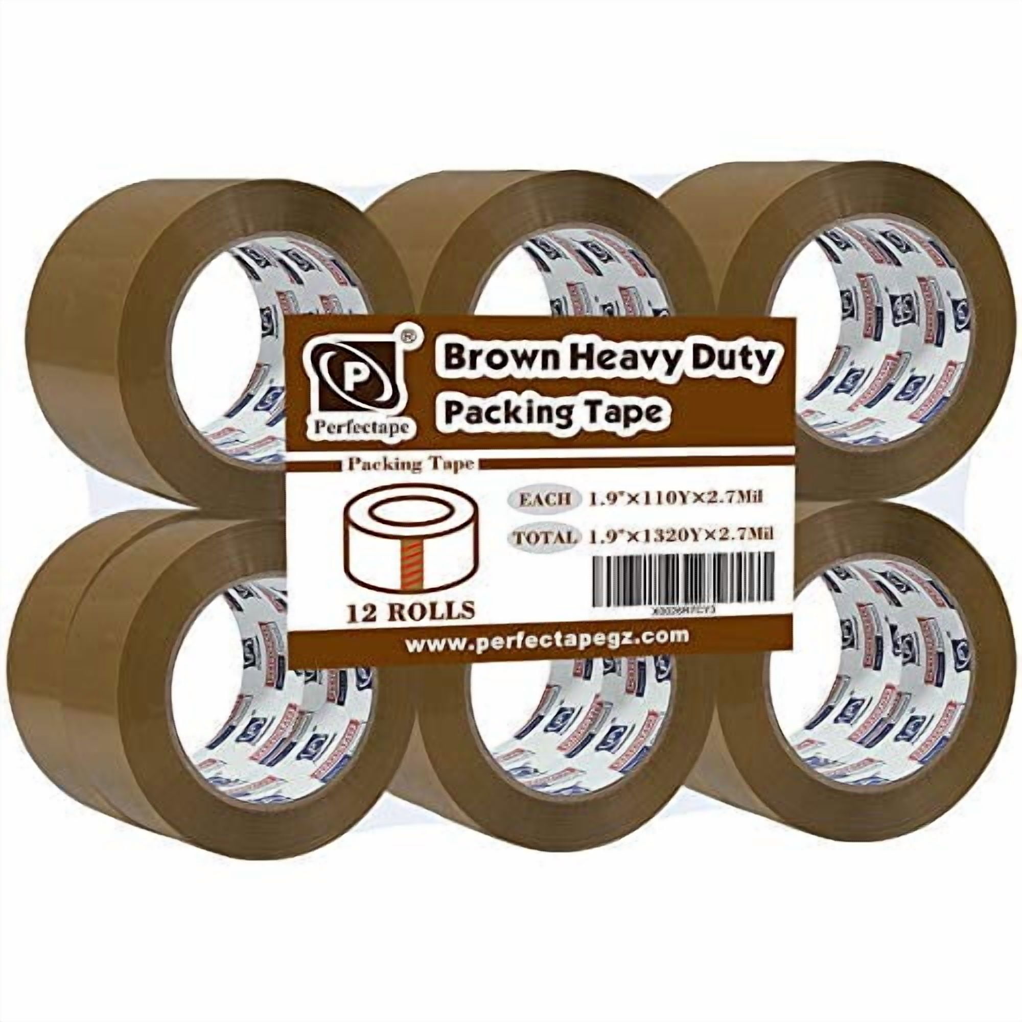 PERFECTAPE Heavy Duty Brown Packing Tape 12 Rolls, Total 1200M, 2.7 mil ...