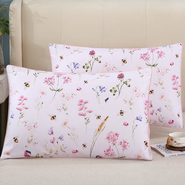 PERFEMET Standard Size 100% Cotton Pillowcases, 1000 Thread Count, Pink ...