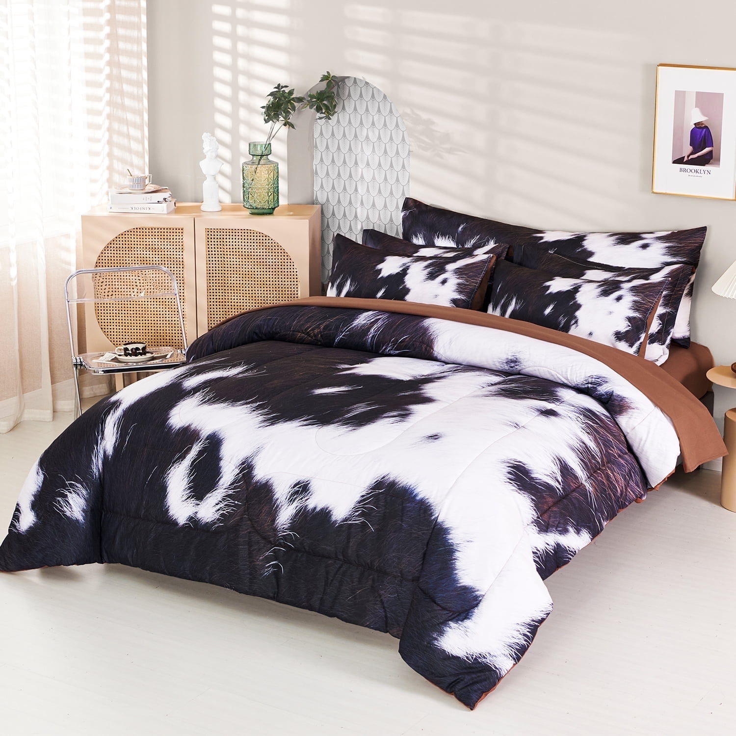 PERFEMET 3-Piece Brown Animal Print Comforter Bedding Sets, Full ...