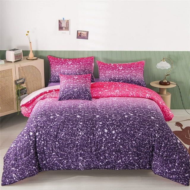 Free Shipping! PERFEMET 6Pcs Full Gradient Pink Purple Glitter ...