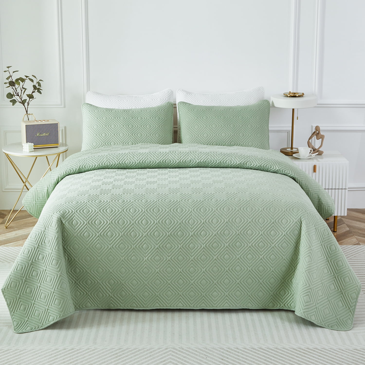 PERFEMET Boho Oversized King Bedspreads Geometric Ultrasonic Embossed ...