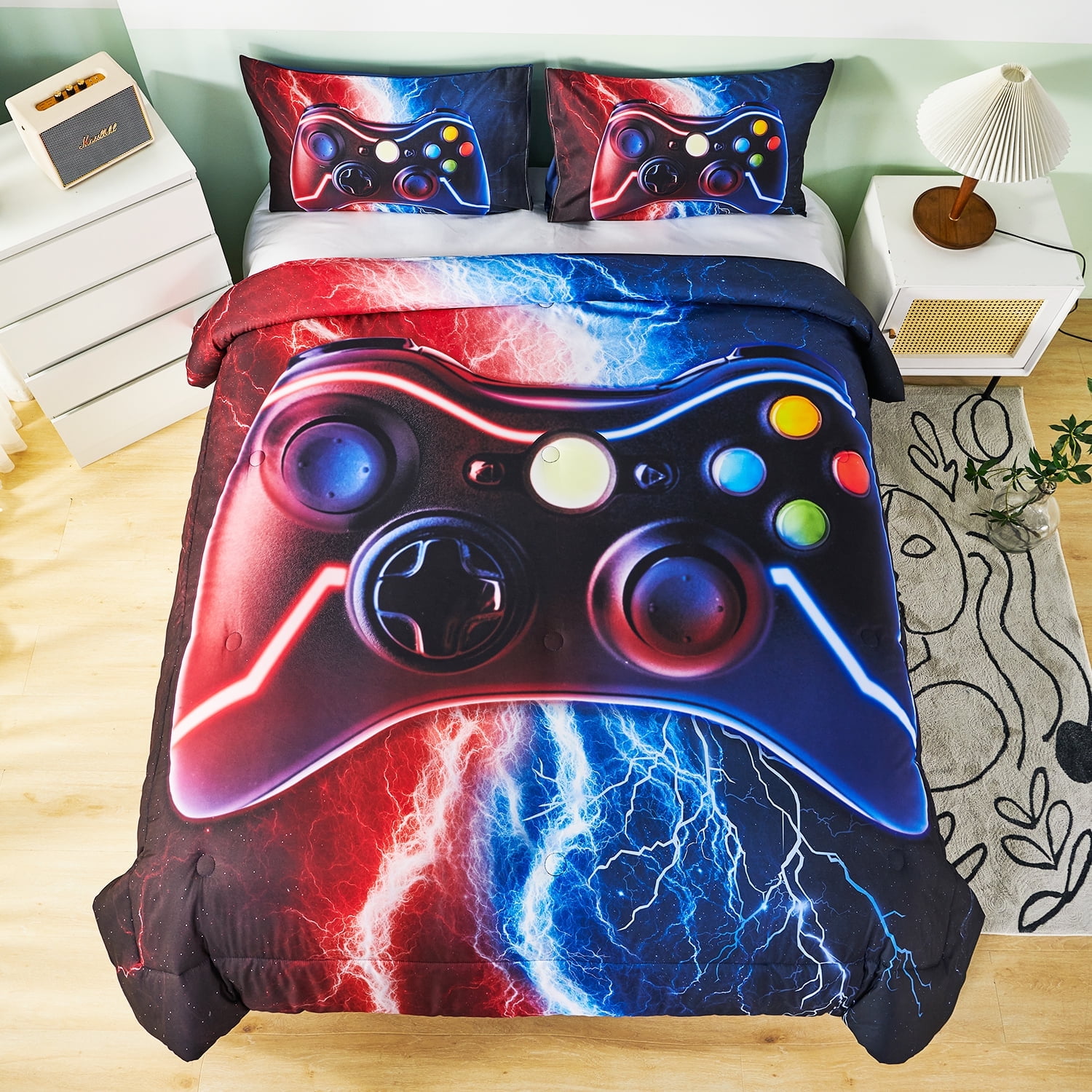 Btargot 3D Gamepad Gamer Bedding Set with Comforter, Queen Size, Ideal ...