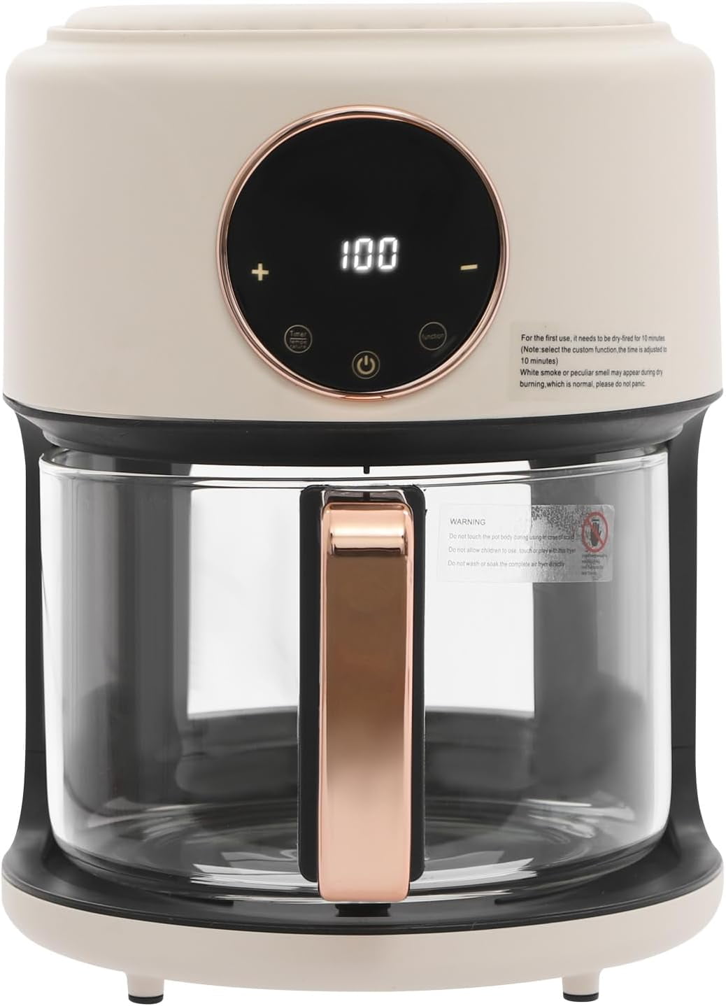 PERFERATE 3.81Qt Airy Fryer 1200W Glass Cylinder Air Fryer Adjustable ...