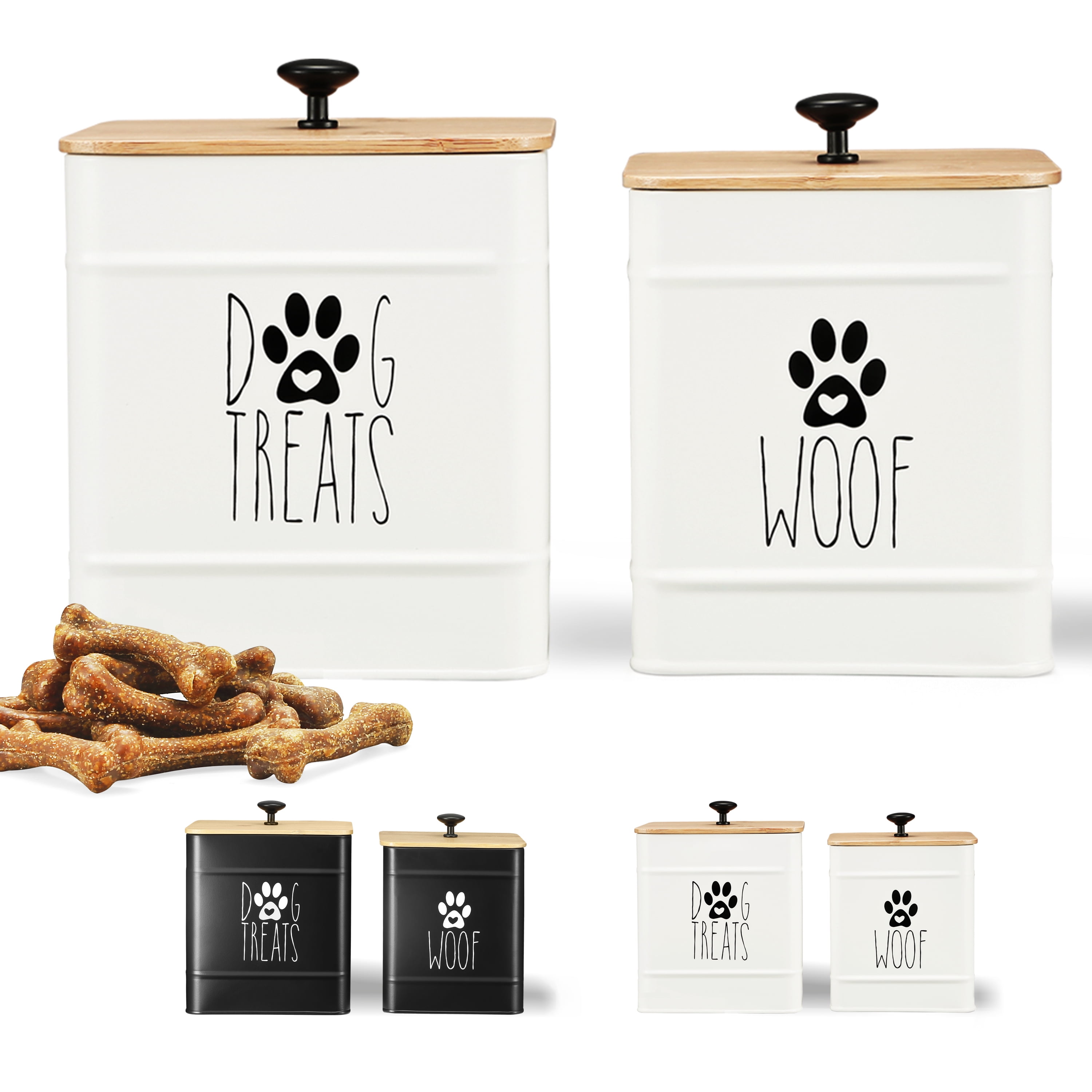 PERFNIQUE Dog Treat Container Set of 2 with Airtight Lids, Food-Safe ...