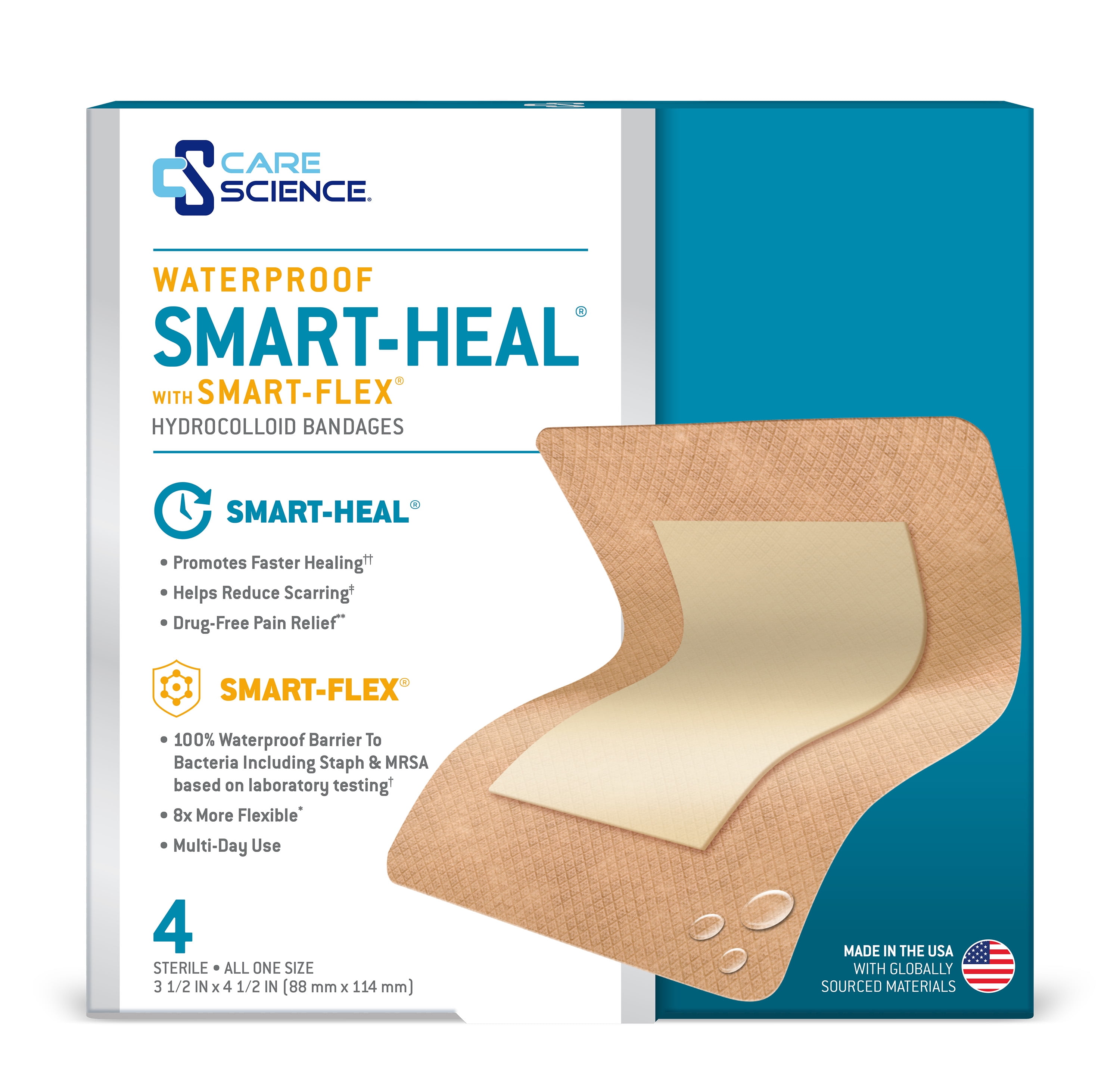 PERFORMANCE FAB PU W/HYDROCOLLOID PAD 3.5X4.5 4CT - Walmart.com