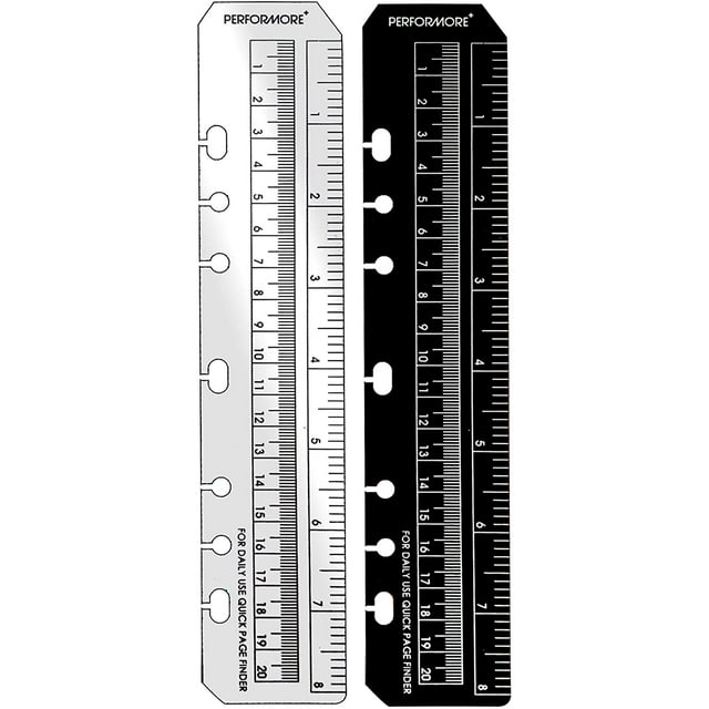 PERFORMORE 2-Pack Snap-in Bookmark Rulers: For A5 7-Hole Binder, Black ...