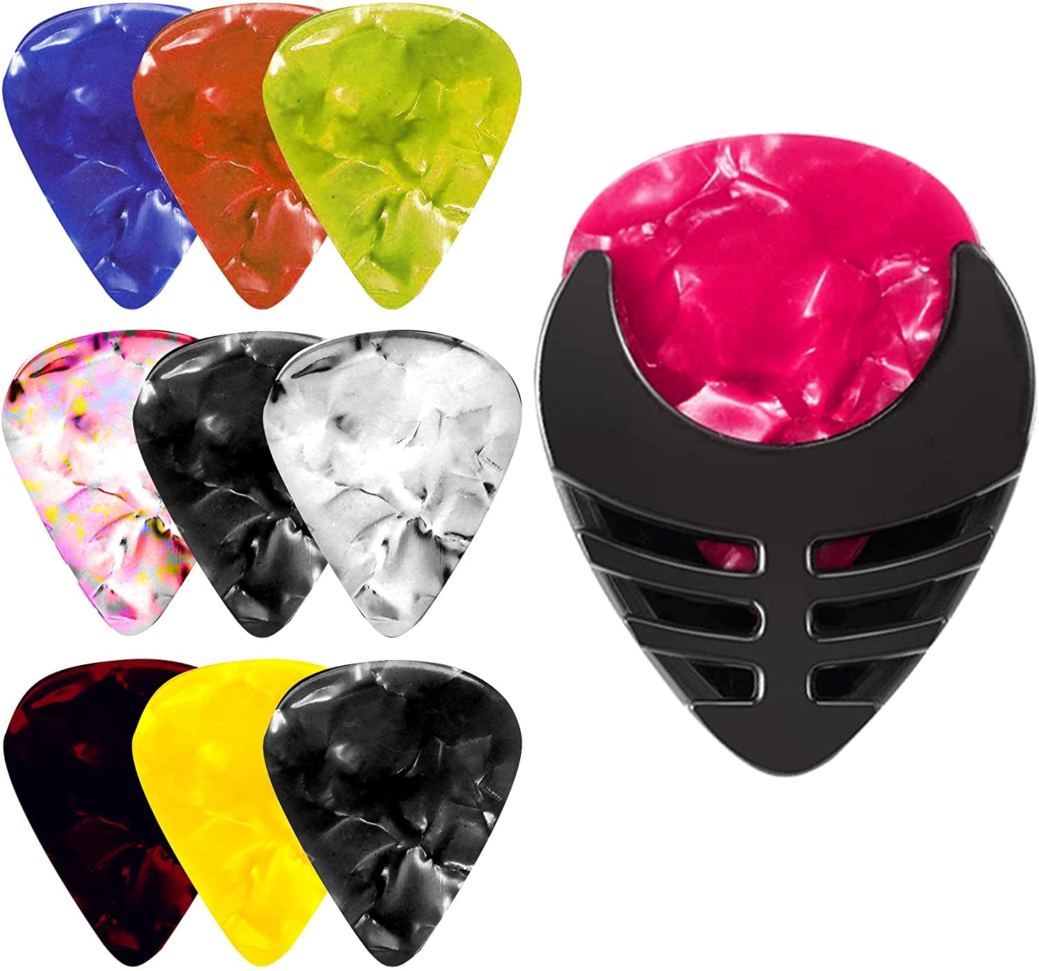 PERFORMORE Guitar Pick Holder, Stick-on Holders Black Plastic with ...