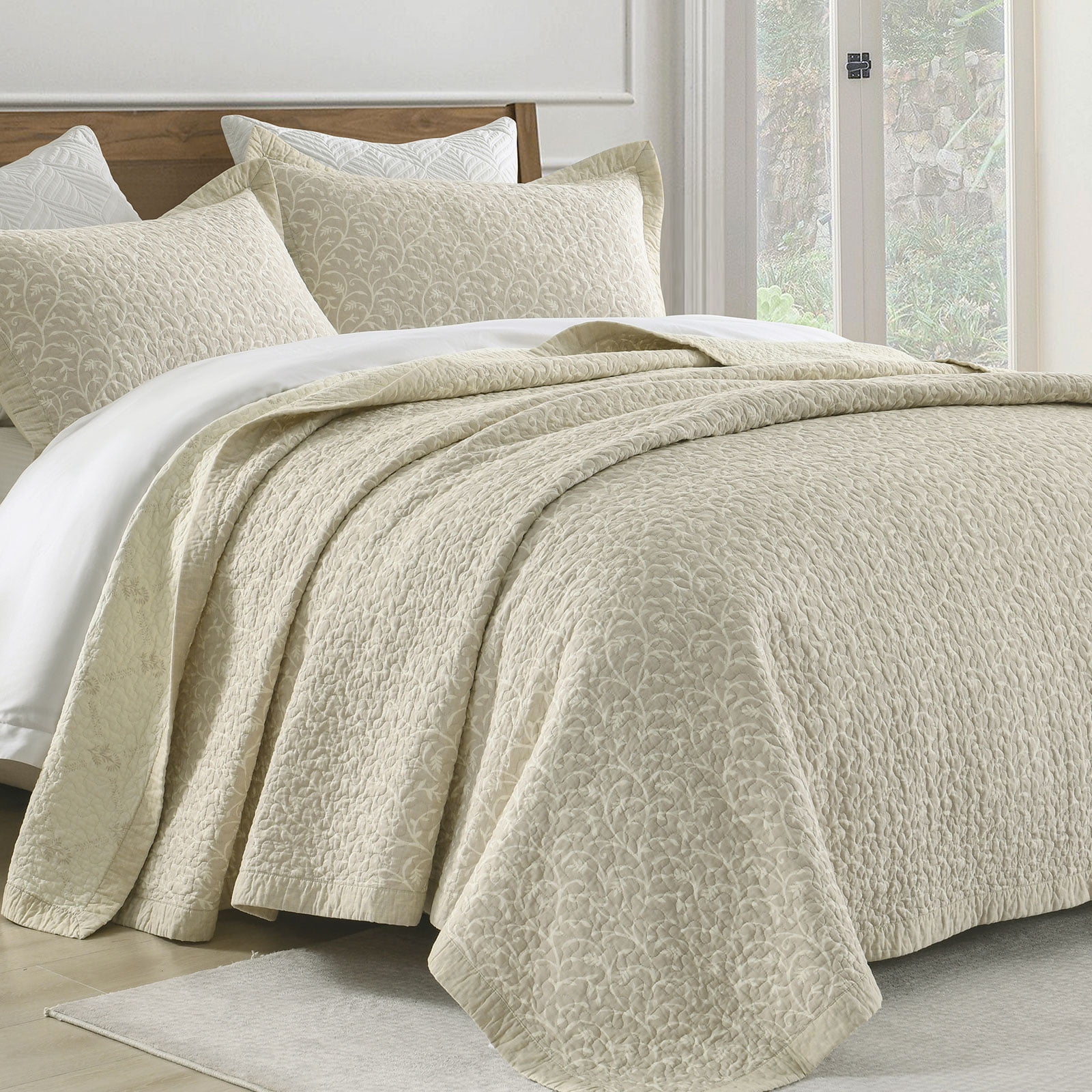 PERHOM 100% Cotton Queen Quilt Set, Farmhouse Queen Size Quilt Bedding ...