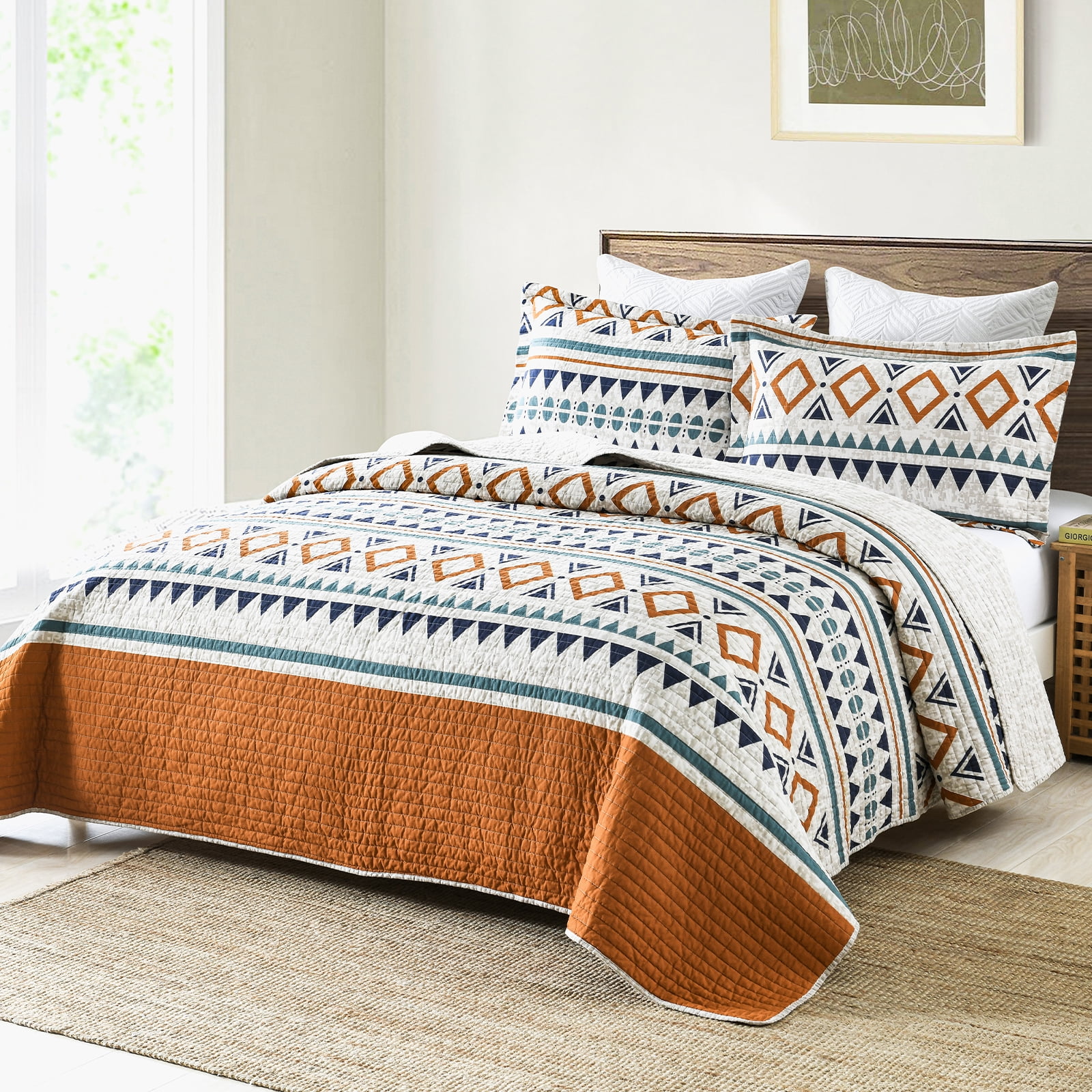 PERHOM 100% Cotton Queen Quilt Set, Queen Size Quilt Bedding Set ...