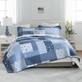 PERHOM Blue Plaid Quilt Queen Size, 100% Cotton Farmhouse Patchwork ...