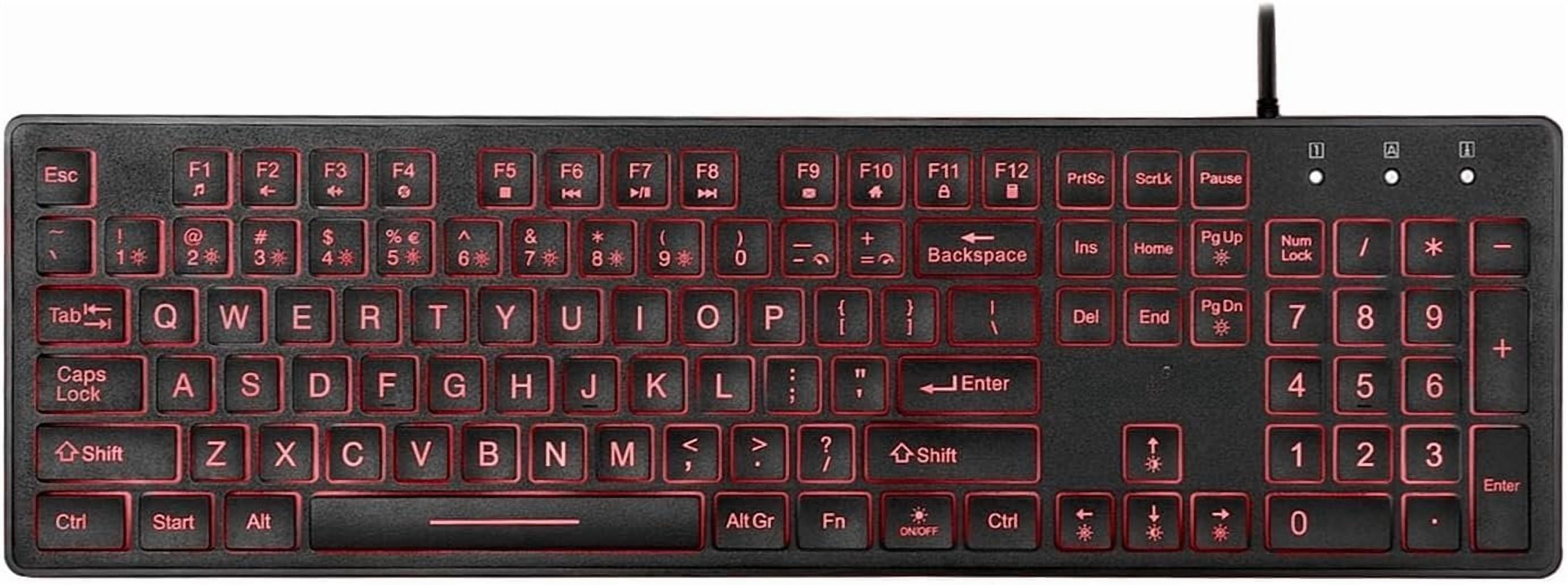 PERIBOARD-317RGB Wired Backlit Keyboard - Big Print Letter with ...
