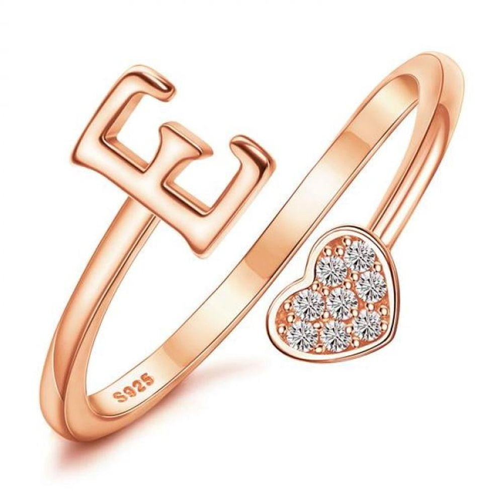 PERITANG 925 Sterling Silver Heart Initial Rings For Women S Stackable ...