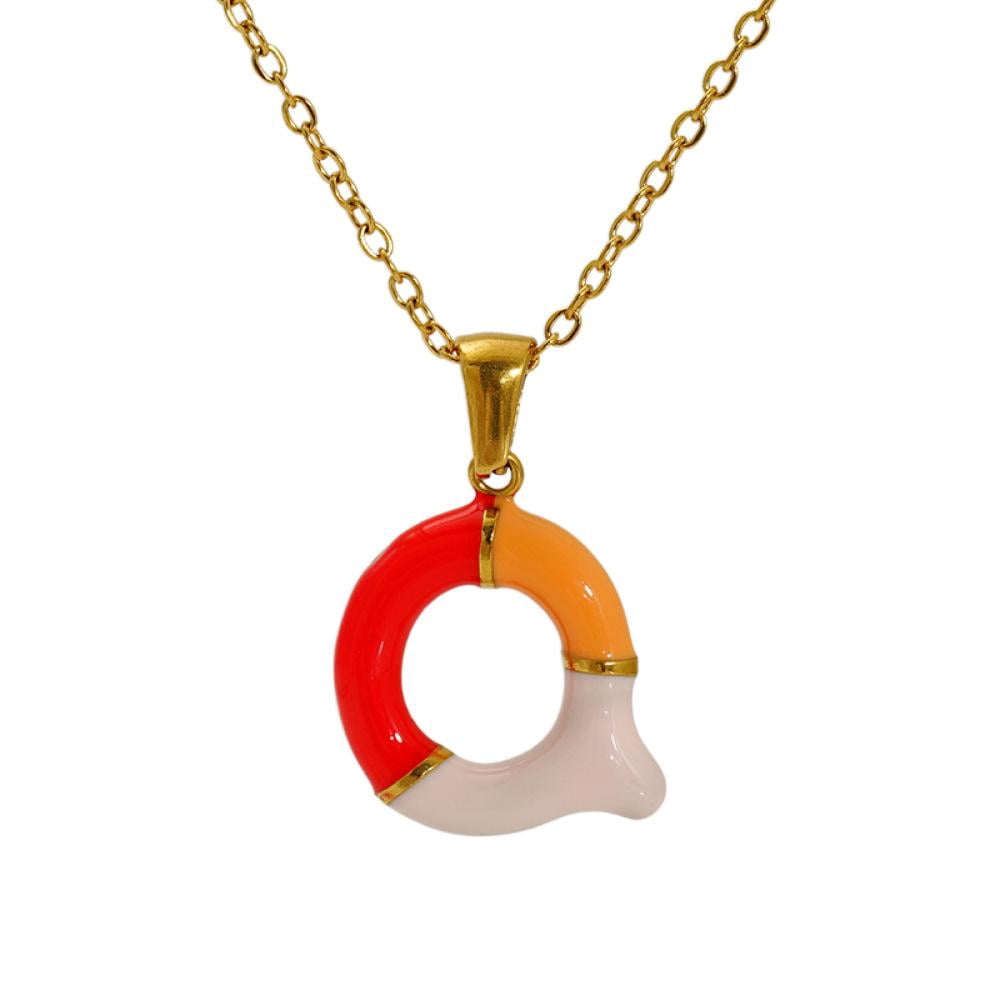 PERITANG Drop Glue 26 Letter Necklace Female Letter Pendant Clavicle ...