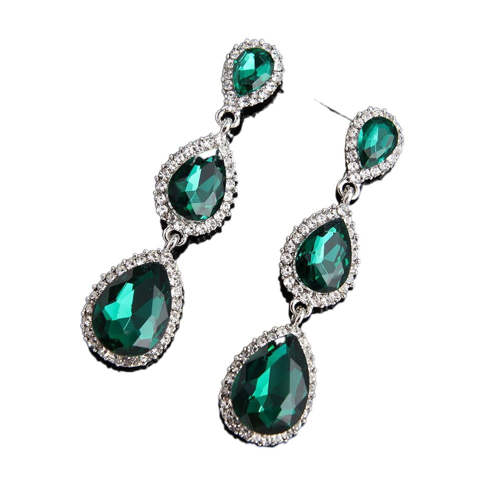 PERITANG Fashion Long Water Drop Earrings for Women with Crystal ...