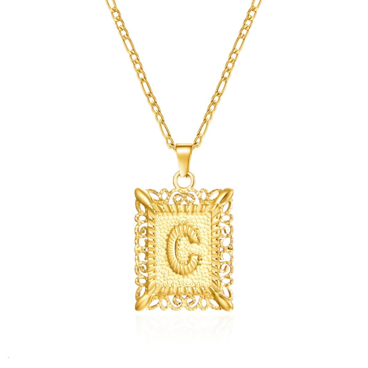 PERITANG Jewelry Initial Pendant Necklace for Men Womens, 14K Gold ...
